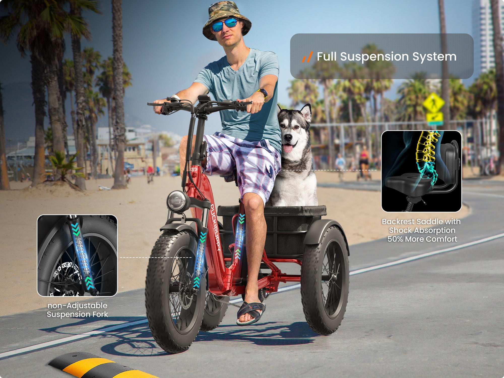 Husky| Folding Electric Trike For Adults| PUCKIPUPPY Ebikes